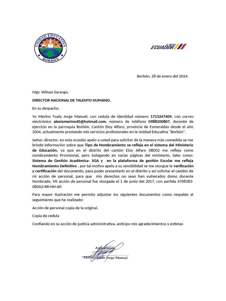 Certificacion Del Documento de Nombramiento. | PDF