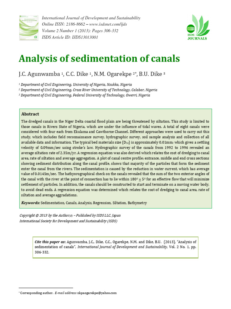 Analysis of Sedimentation of Canals | PDF | River | Sediment