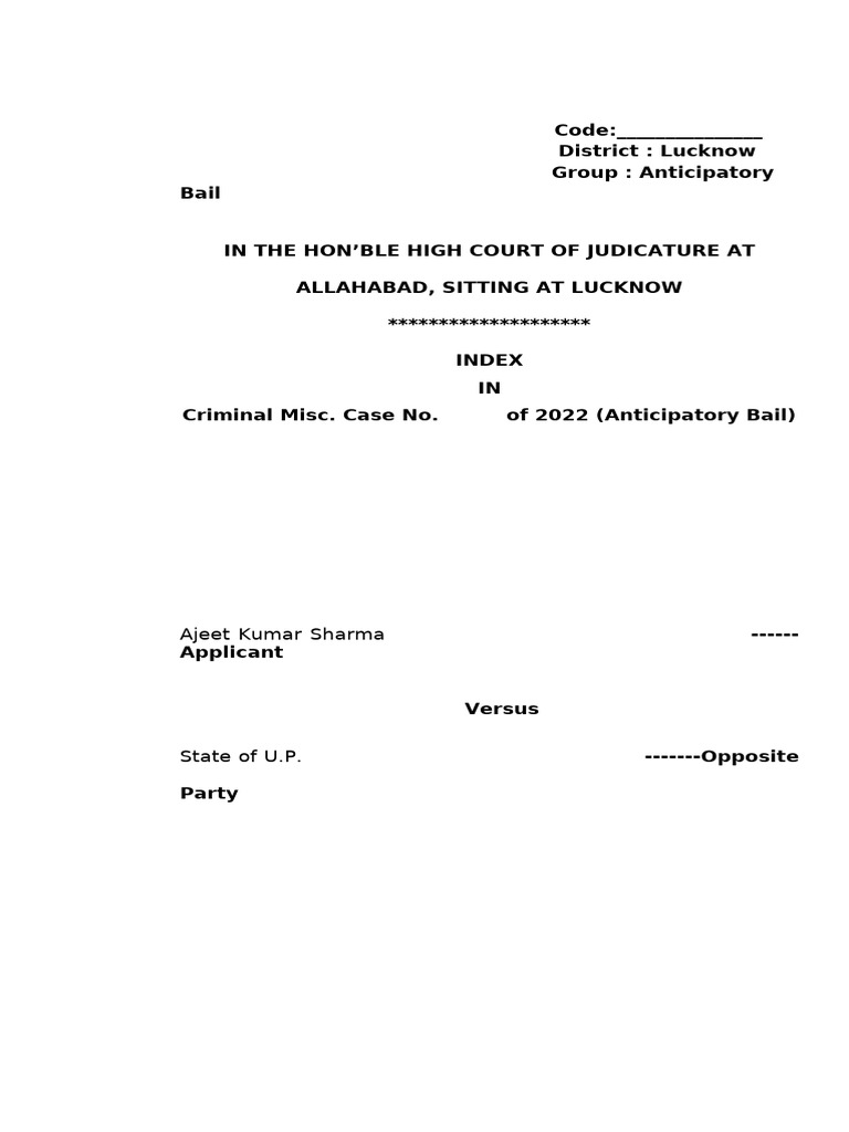 Ajeet Kumar Sharma Anticipatory Bail | PDF | Affidavit | Bail