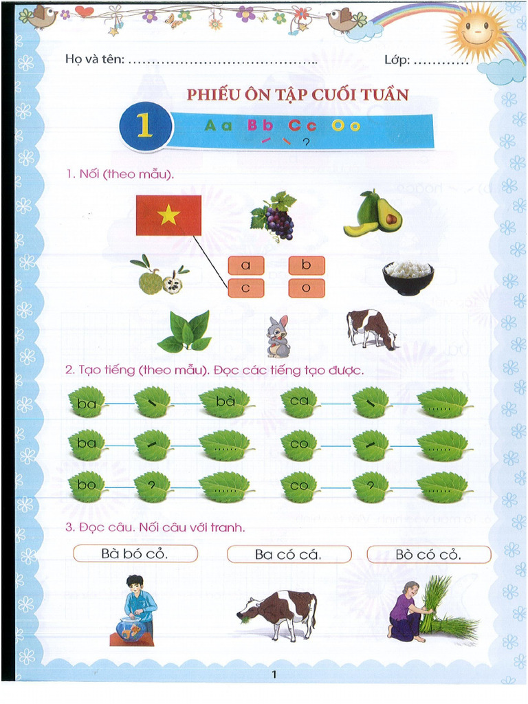 Phieu On Tieng Viet Lop 1 Pdf