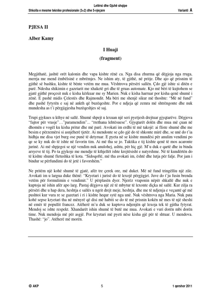 Letersi Dhe GJ Shqipe Profesionale - Varianti A | PDF