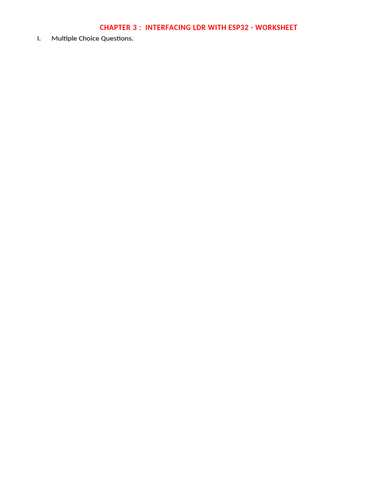 8 ATL Worksheet Interfacing LDR With ESP32 | PDF