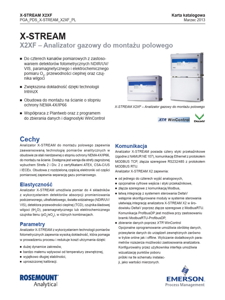 Karta Katalogowa X Stream Field Housing Gas Analyzer Polish Rosemount ...