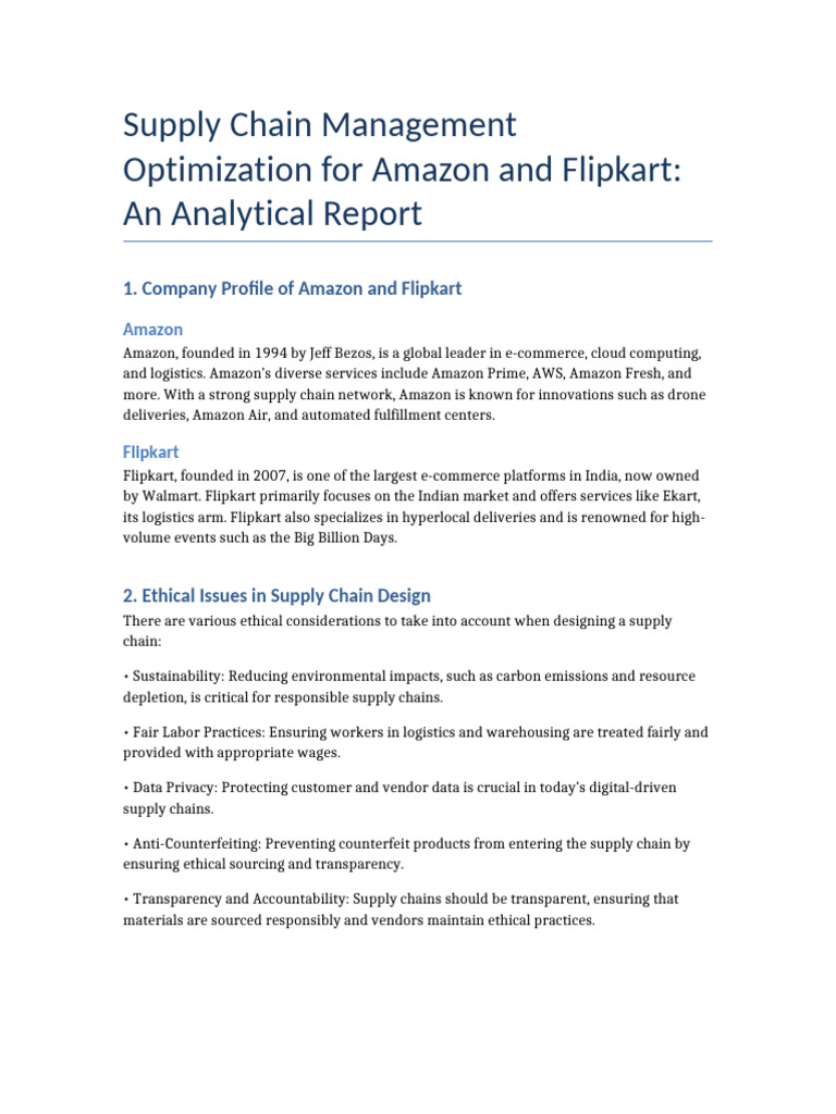 SCM Report Amazon Flipkart | PDF | Logistics | Supply Chain
