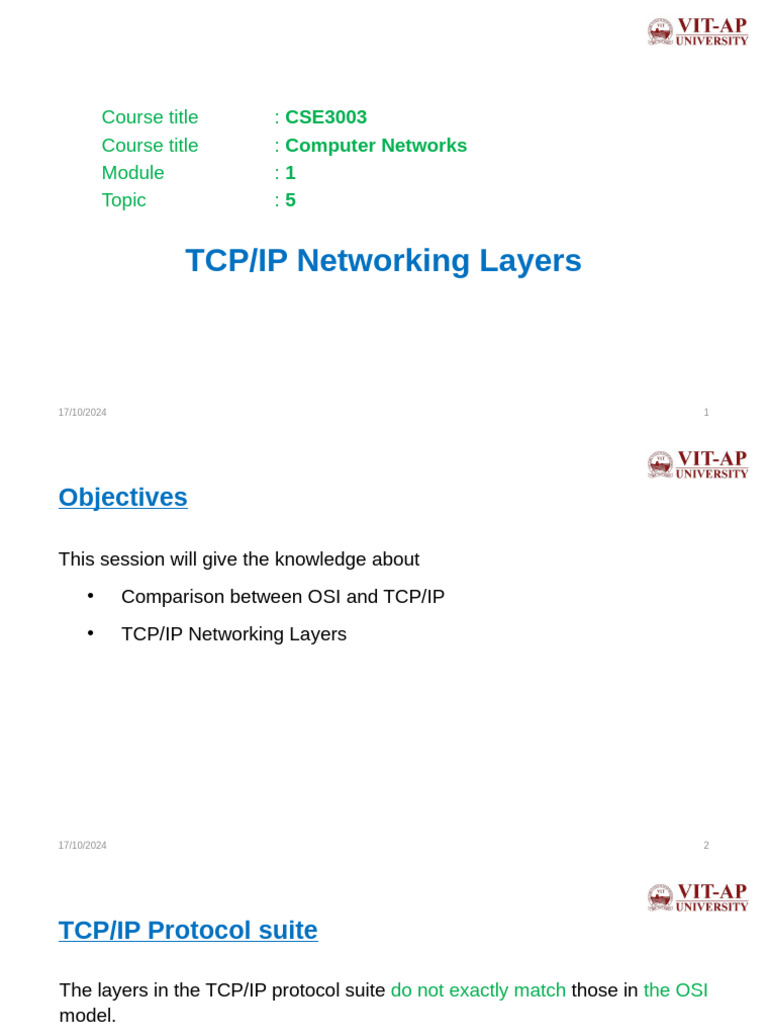 Overview of TCP/IP Networking Layers | PDF | Internet Protocols ...