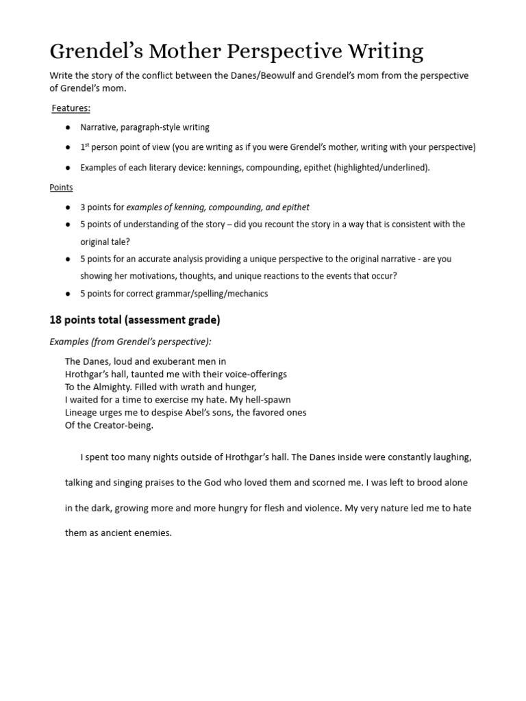 Grendel's Mother's Tale | PDF