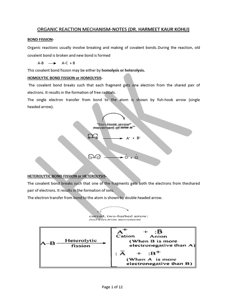 Introduction-Organic Reaction Mechanism Notes | PDF | Ester | Chemical ...