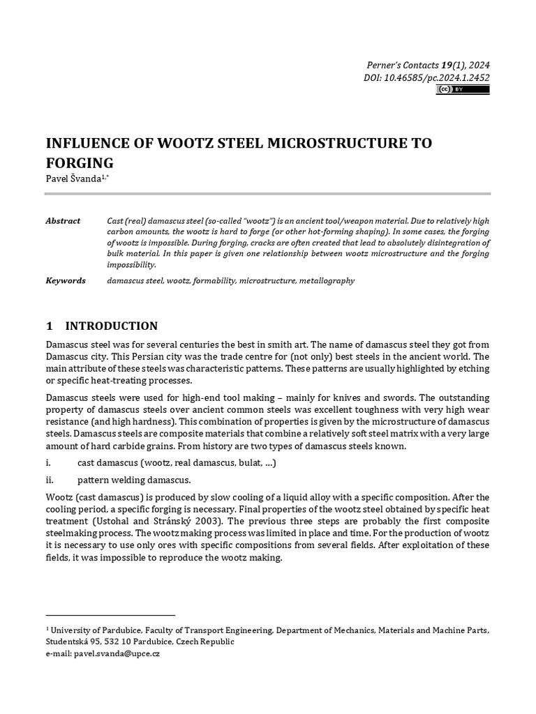 Wootz Steel Microstructure and Forging | PDF | Steel | Heat Treating