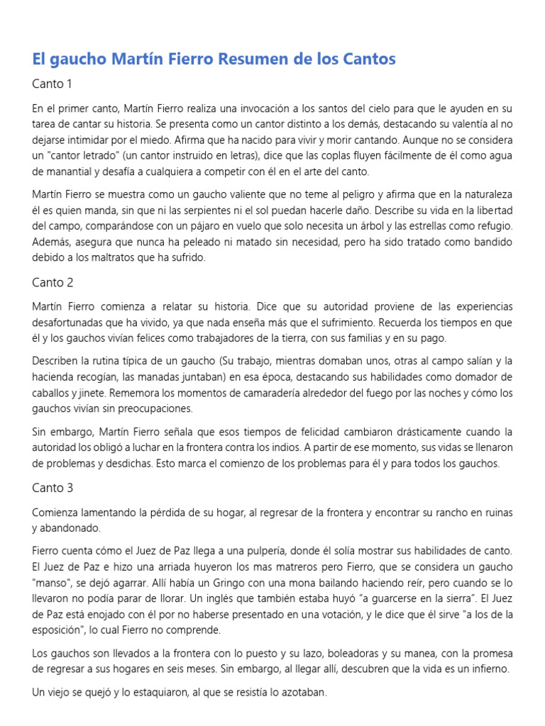 El Gaucho Martín Fierro Completo Dic | PDF | Novela negra, policíaca y ...