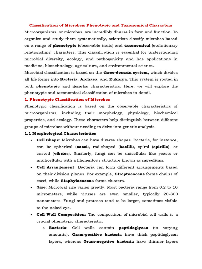 Microbial Classification: Traits & Taxonomy | PDF | Microorganism ...