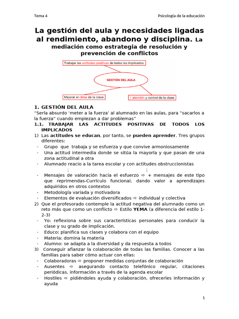 TEMA 4. EDUCACIÓN Y PSICOLOGÍA | PDF | Mediación | Conflicto (proceso)