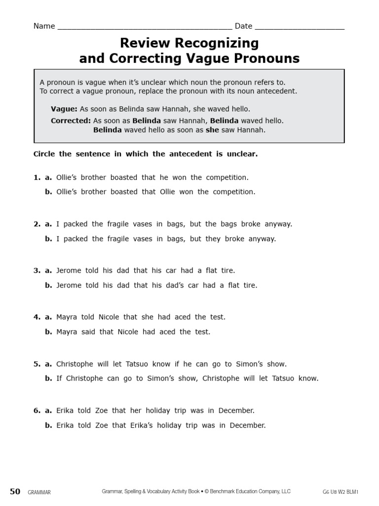 Grade 6 ELA Lessons 45-46 | PDF | Pronoun | Linguistic Morphology