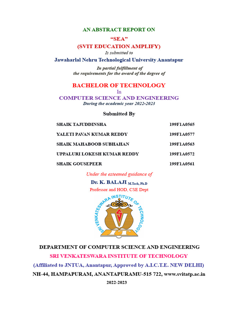 Sea Final Abstract | PDF | Databases | Computing
