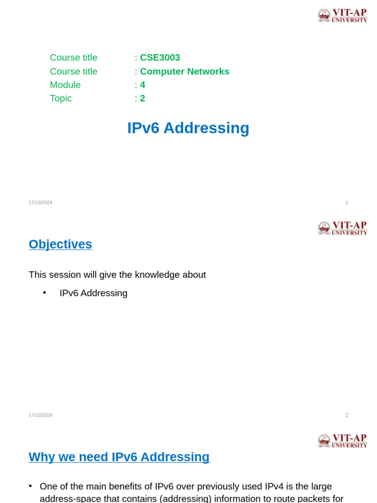 Module 4 - Topic 2 - IPv6 | PDF | I Pv6 | Internet Standards