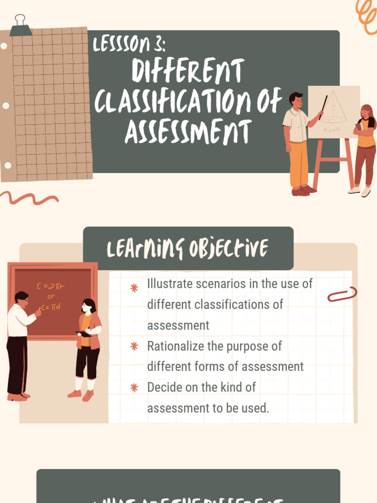 Lesson 3 Different Classifications of Assessment | PDF | Educational ...
