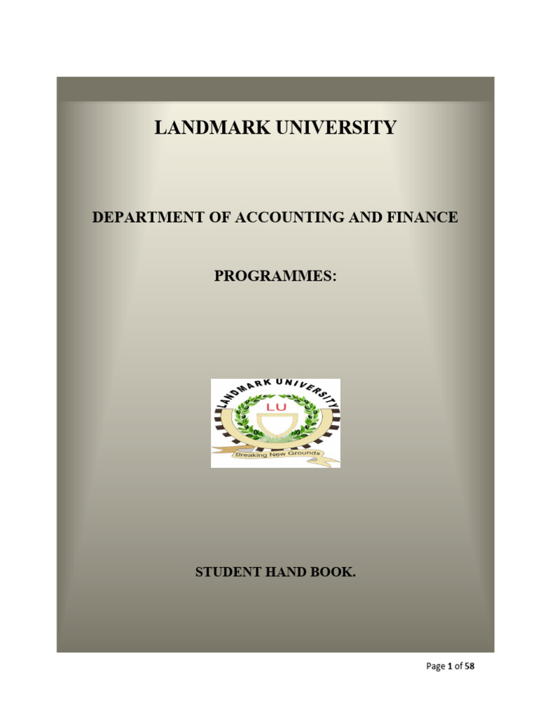 Accounting Finance Departmental Handbook | PDF | Income | Bookkeeping
