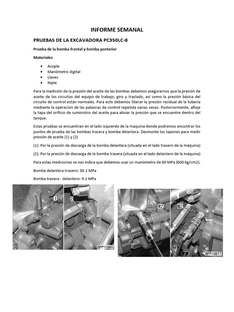 INFORME SEMANAL imprimir | PDF | Presión | Bomba