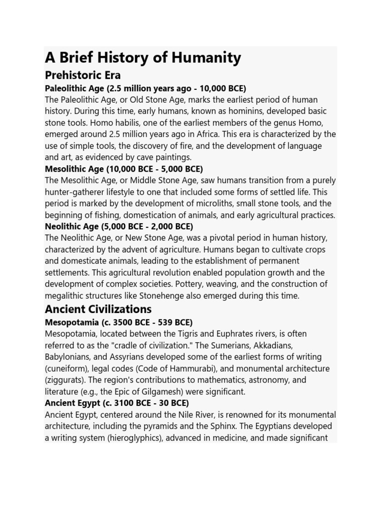 History of Humanity: Key Eras Explained | PDF | Renaissance ...