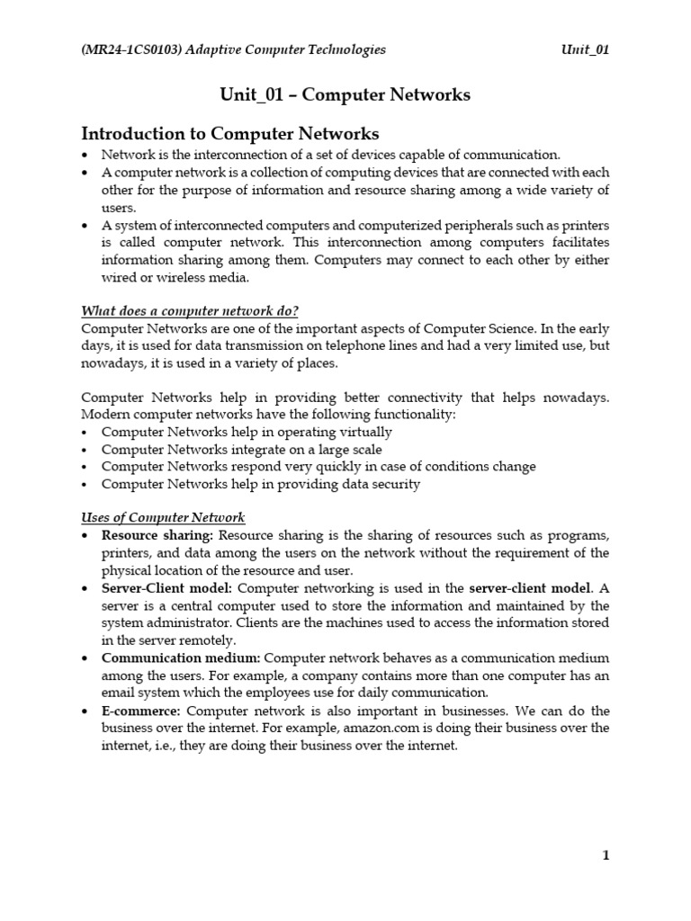 ACT_Unit_01 | PDF | Network Topology | Computer Network