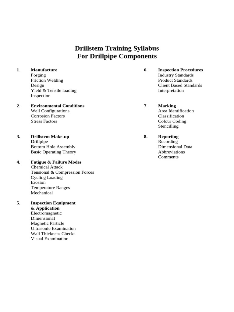 Drillstem Training Syllabus Overview | PDF | Fatigue (Material ...