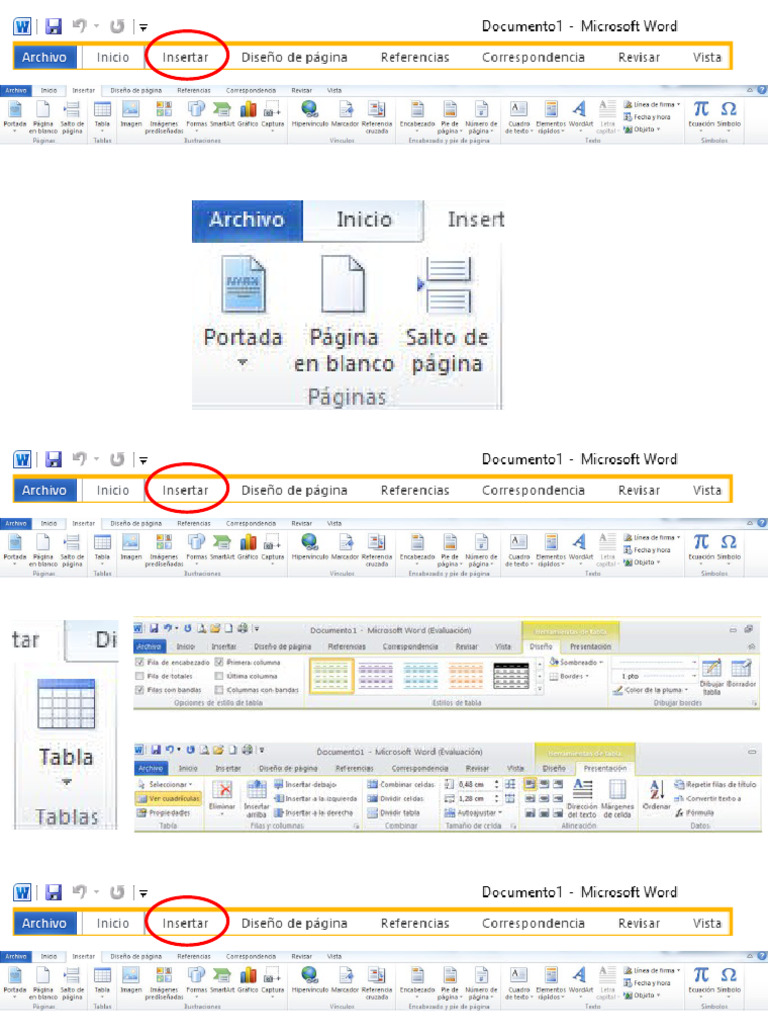 Pestaña Insertar Word 2010 | PDF | Botón (Computación) | Ventana ...