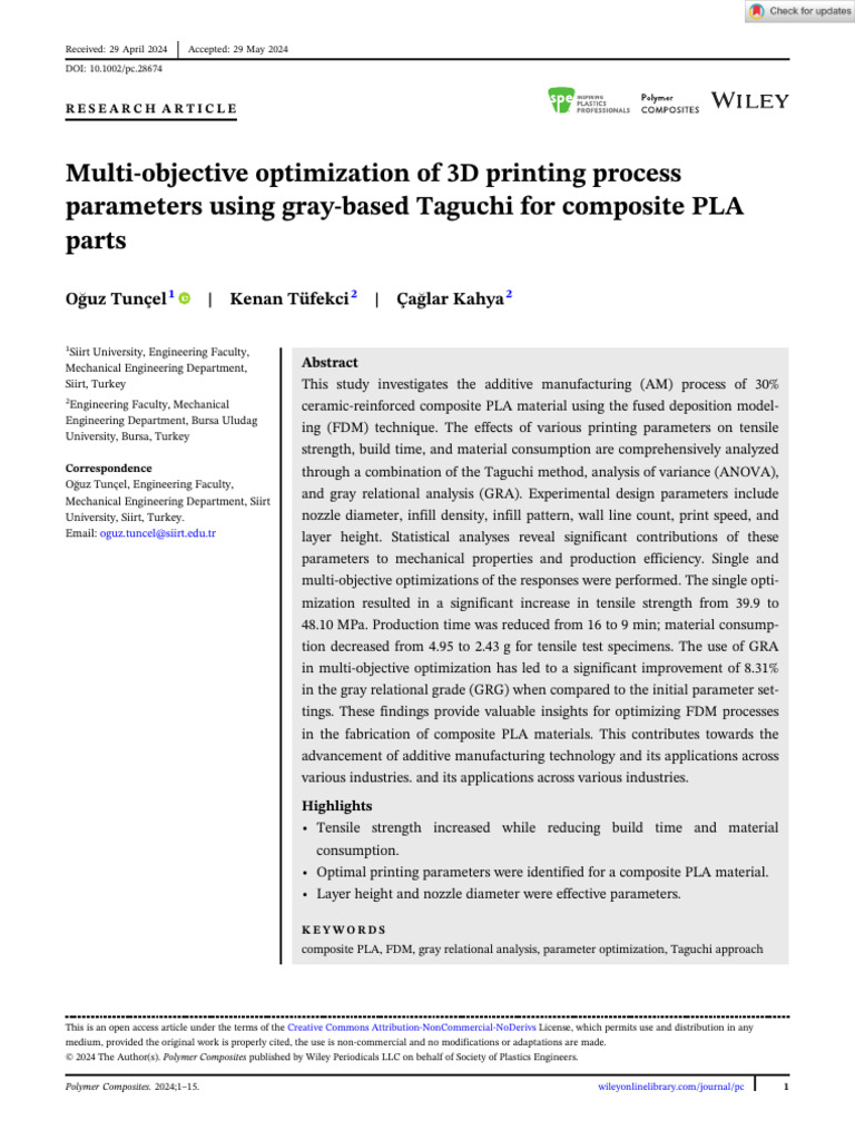 Polymer Composites - 2024 - Tunçel - Mdsdcfds | PDF | Signal To Noise ...