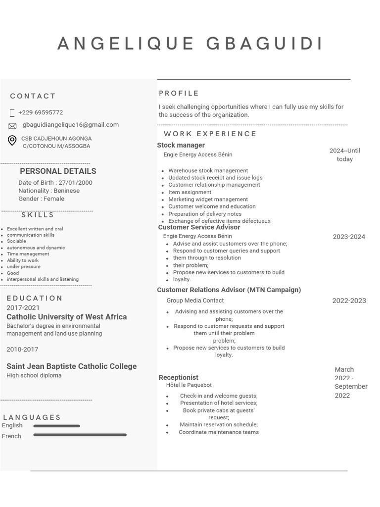 ANGELIQUE CV ENGLISH | PDF
