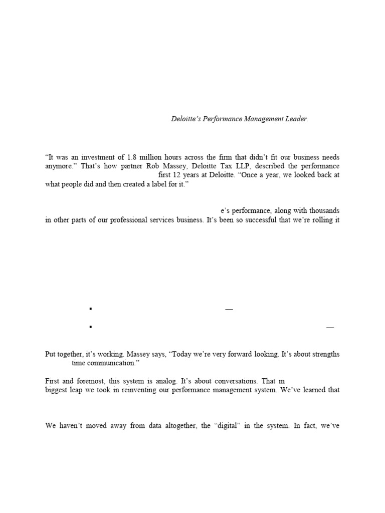 HRM Case Study - Performance Management | PDF