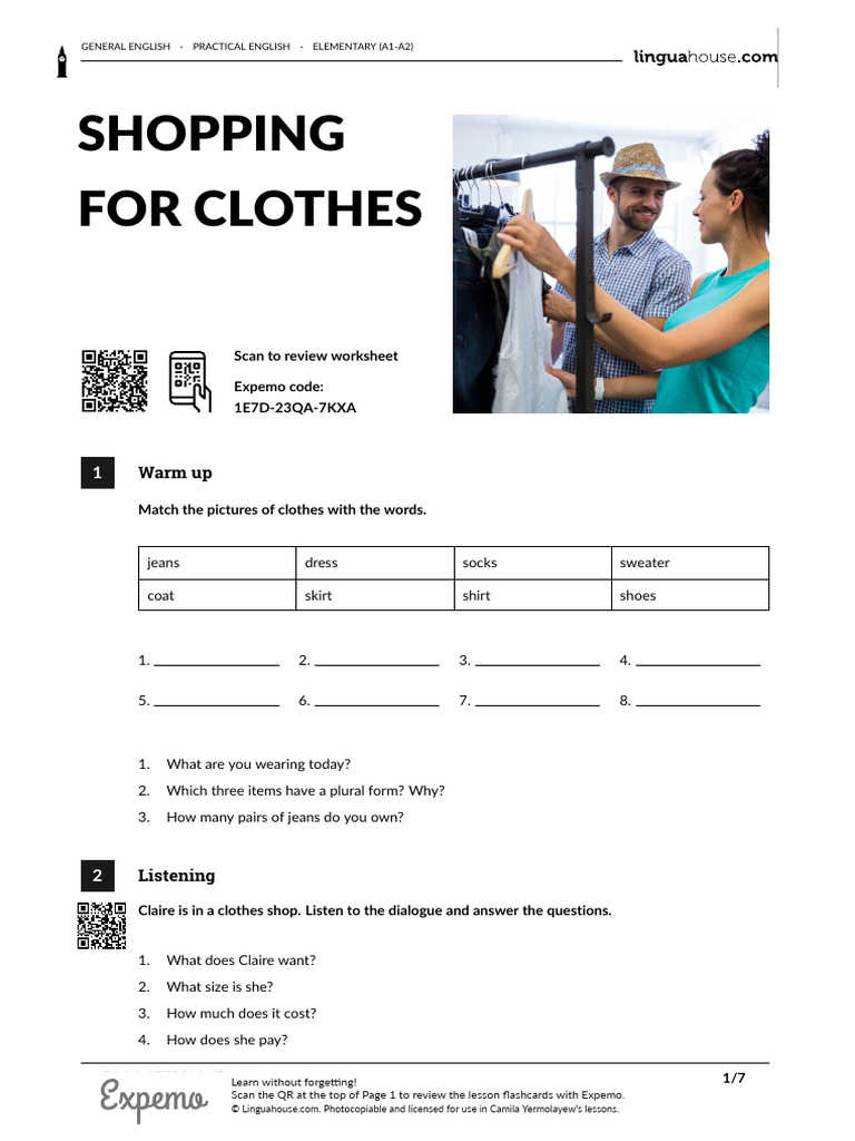 Shopping For Clothes British English Teacher | PDF | Plural | Clothing