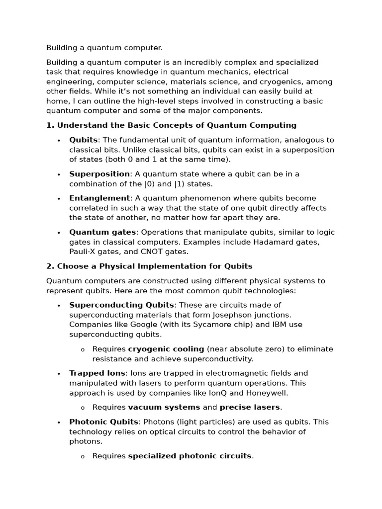 Building A Quantum Computer | PDF | Quantum Computing | Computing