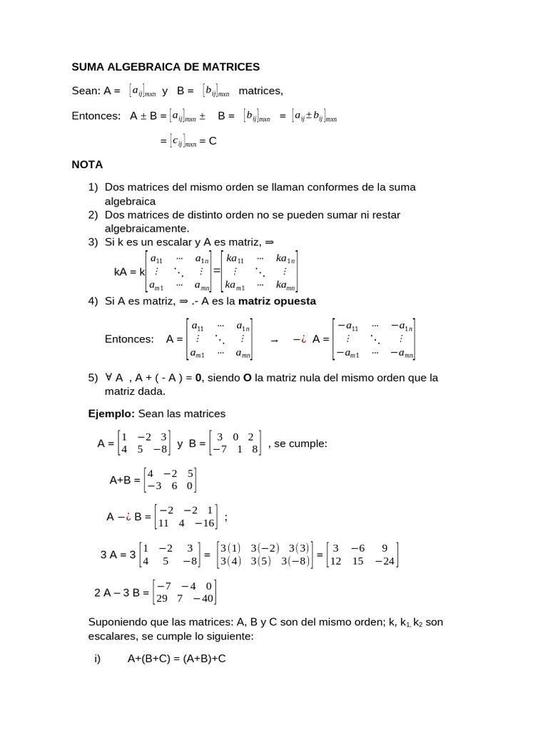 SESION 2 ALGEBRA DE MATRICES | PDF | Matriz (Matemáticas) | Objetos ...