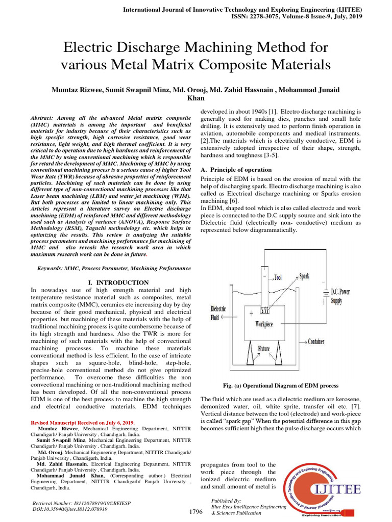 Electric Discharge Machining Method For | PDF | Applied And ...