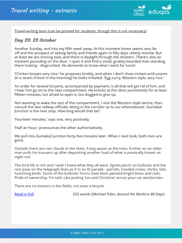 Travel Writing Extracts | PDF