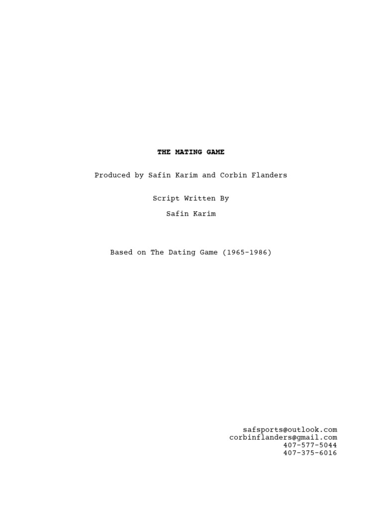 The Mating Game: Cast and Script | PDF