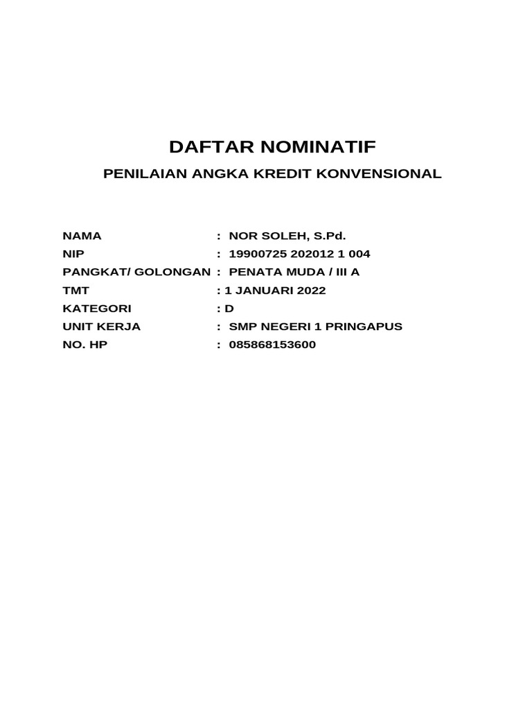 Daftar Nominatif | PDF