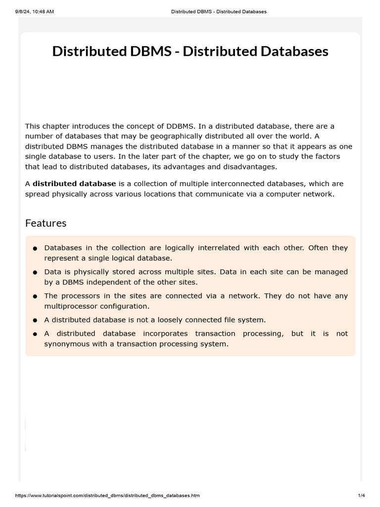 Distributed DBMS - Distributed Databases | PDF | Databases | Computing Distributed DBMS - Distributed Databases | PDF | Databases | Computing