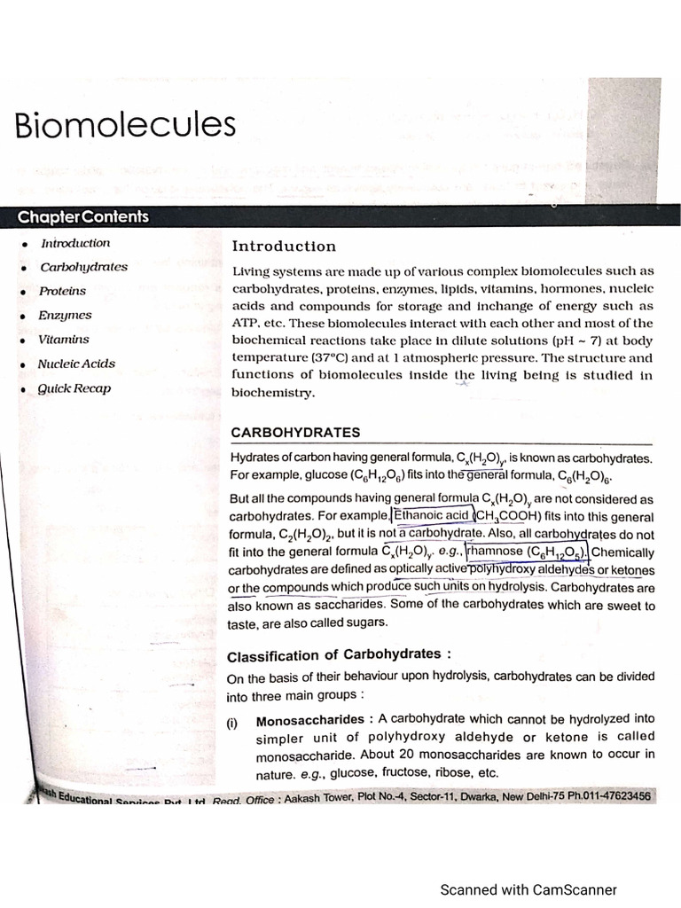 BIOMOLECULES STUDY PACKAGE | PDF