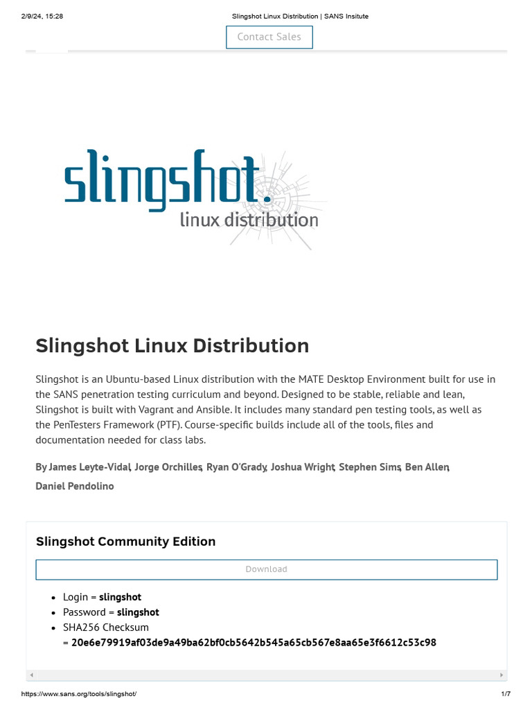 Slingshot Linux Distribution - SANS Insitute | PDF | Penetration Test ...