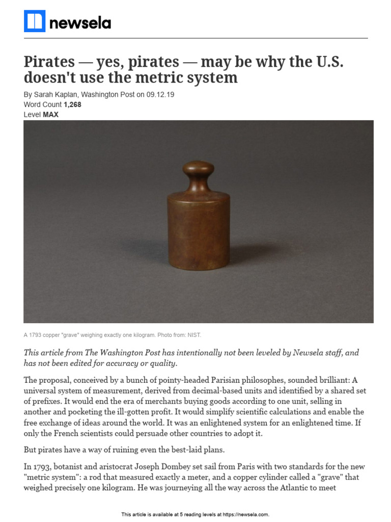 Newsela Article - Standards of Measurement | PDF | Measurement | Kilogram