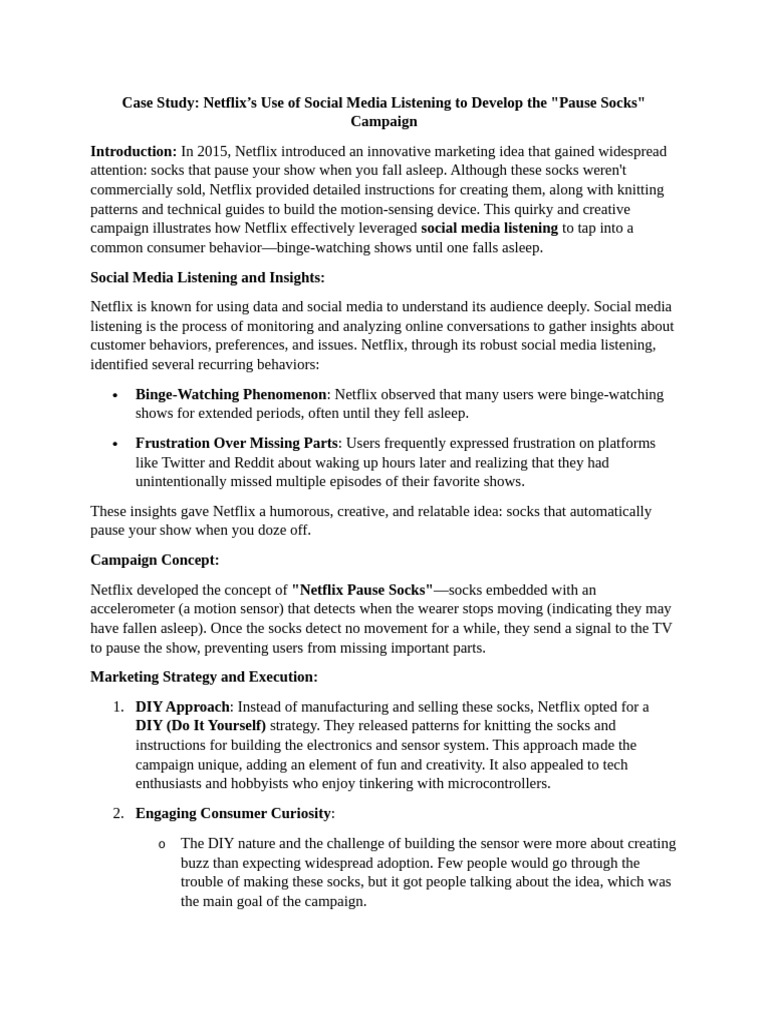 Case Study Netflix Social Media Listenning | PDF | Social Media | Popular Culture & Media Studies