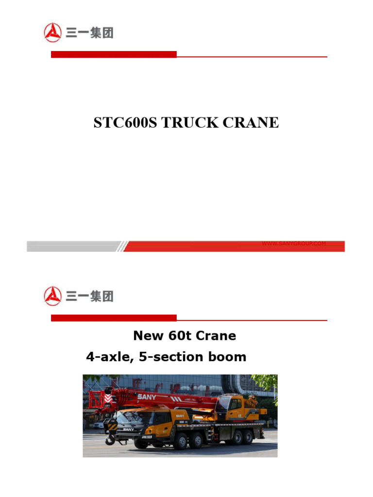 SANY STC600S Truck Crane Specs | PDF | Truck | Crane (Machine)