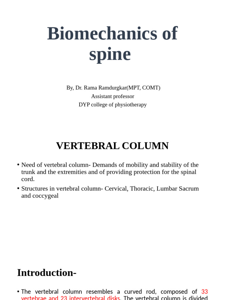 Biomechanics of spine | PDF | Vertebra | Vertebral Column