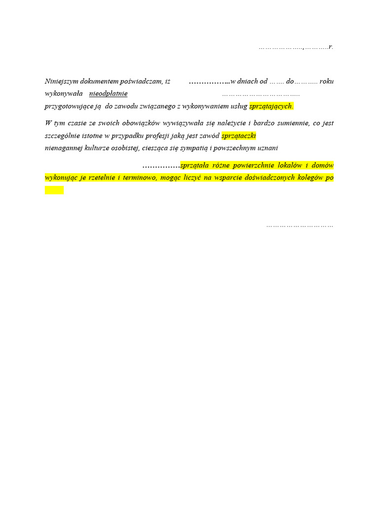 Przykłądowe Referencje - Wzór | PDF