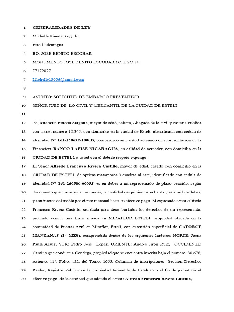 Trabajo Michelle Embargo 2 | PDF | Documento de identidad | Nicaragua
