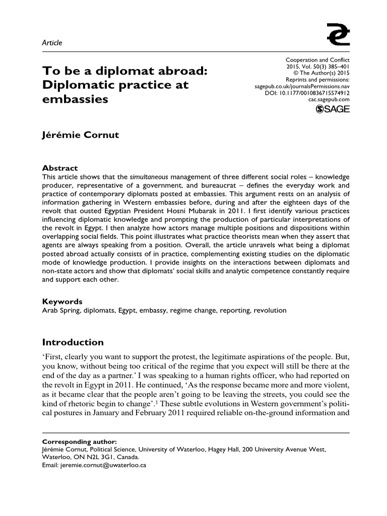 To Be A Diplomat Abroad Diplomatic Practice at Embassies | PDF ...