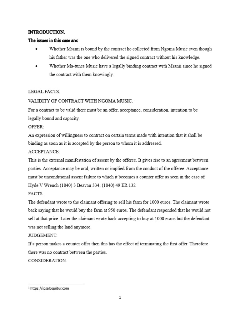 CONTRACTS CAT TWO | PDF | Offer And Acceptance | Legal Concepts