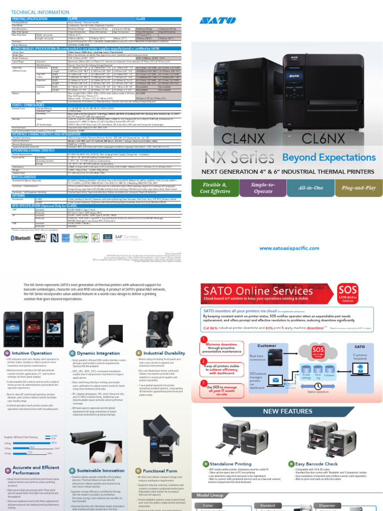 CLNX Brochure Aug 2018 AP | PDF | Printer (Computing) | Barcode