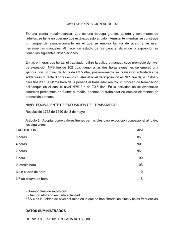 Exposición al Ruido en Planta Metalmecánica | PDF | ruido | Escuchando
