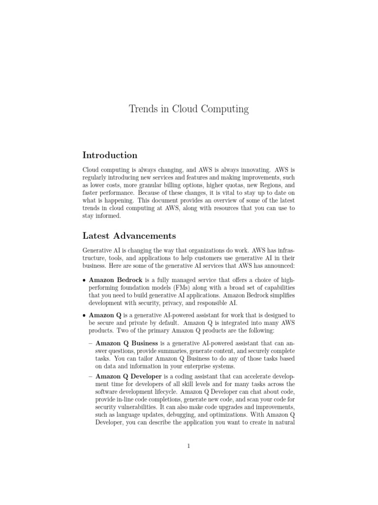 Trends in Cloud Computing | PDF | Amazon Web Services | Cloud Computing
