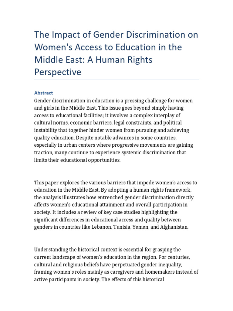 Gender Discrimination in Middle Eastern Education | PDF | Female ...